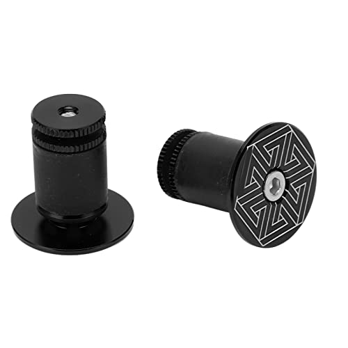 Raguso Handlebar Grips End Plugs, Handlebar End Plugs Practical Lightweight for Road Bikes(Swirl - Black)