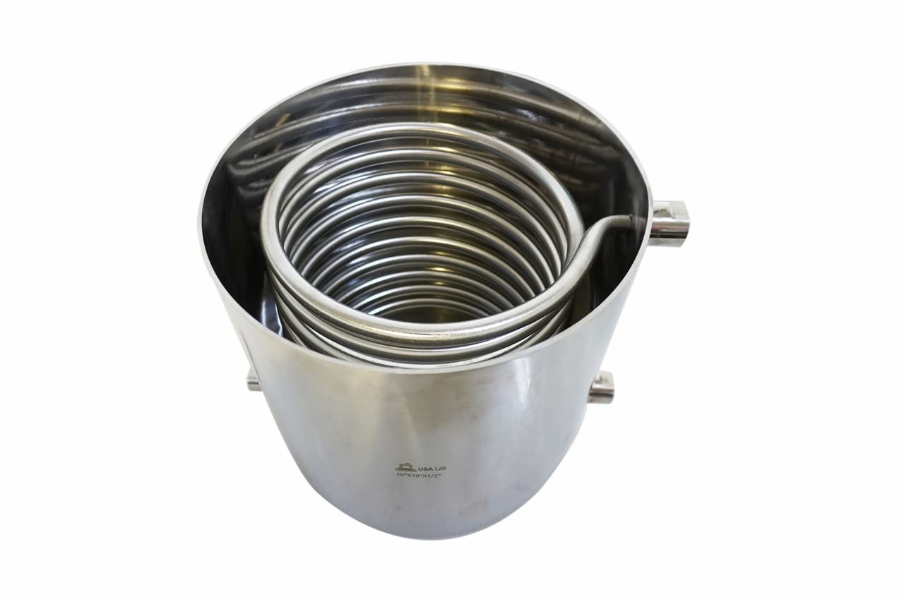 Stainless Steel 10" Condensing Coil Bucket- SS304- Various sizes- 1/2", 1/4" - USAlab