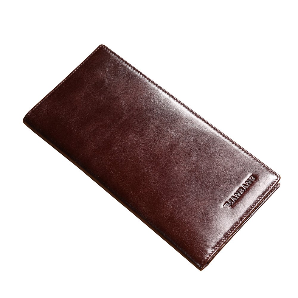 MANBANG Genuine Italian Leather Handbag Organizer Card Case Long Bifold Wallet