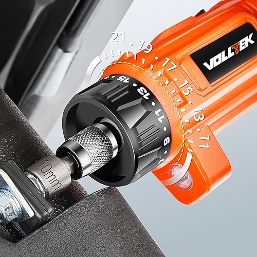 Volltek Cordless Screwdriver, 8V Max 10Nm Electric Screwdriver Rechargeable Set with 82 Accessory Kit and Charger in Carrying Case, 21+1 Cluth, Dual Position Handle, LED Light, VTCD2623