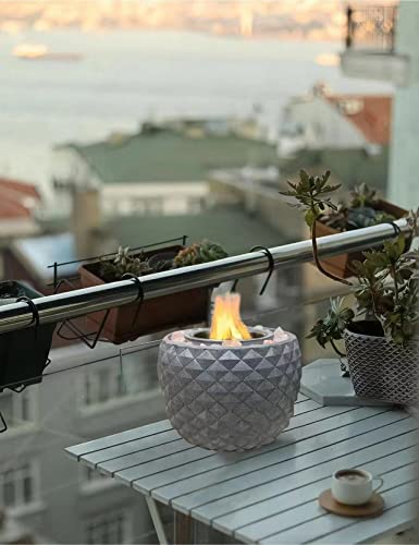 Tabletop Fire Pit Indoor,Tabletop Fireplace Concrete, Pineapple Shape Small Fire Bowl, Portable Tabletop Fire Pit (Grey)