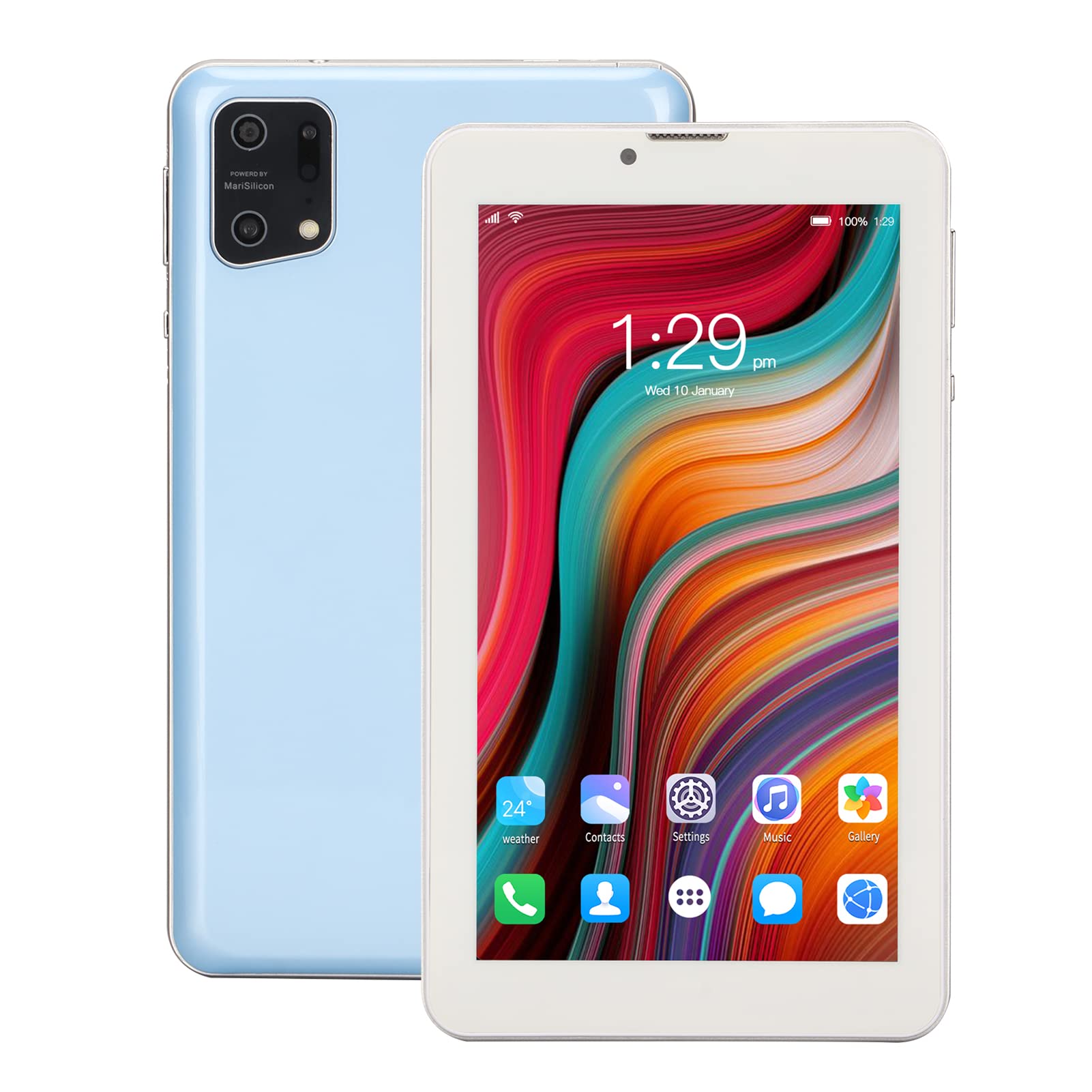 MAVIS LAVEN 7 Inch Calling Tablet, 100-240V HD Tablet 4GB 32GB 7 Inch 1960x1080 IPS Expandable Up to 128GB Blue for Android 10.0 for Watching (US Plug)