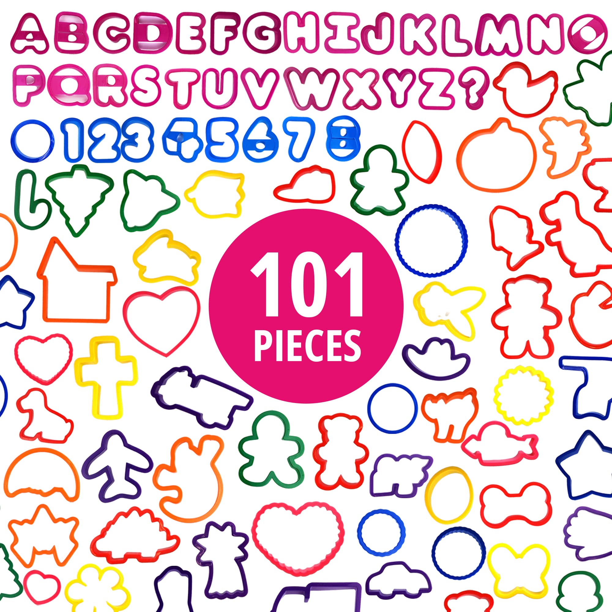 Wilton Cookie Cutters, Alphabet, Numbers, and Holiday 101-Piece Set Dough Cutters, Perfect Size Cookie Cutters for Baking