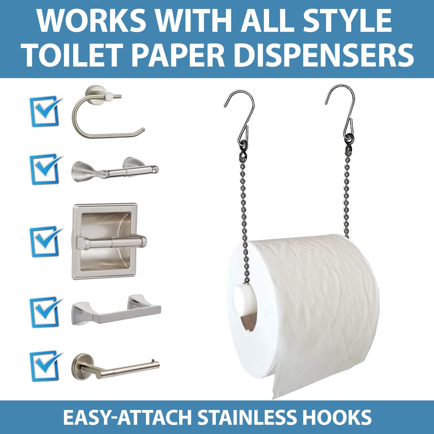 TP Buddy The 2-in-1 Toilet Paper Roll Holder - Works with Any Size Roll - Bathroom Accessories β Extra Roll β Double Capacity Toilet Tissue Dispenser -White