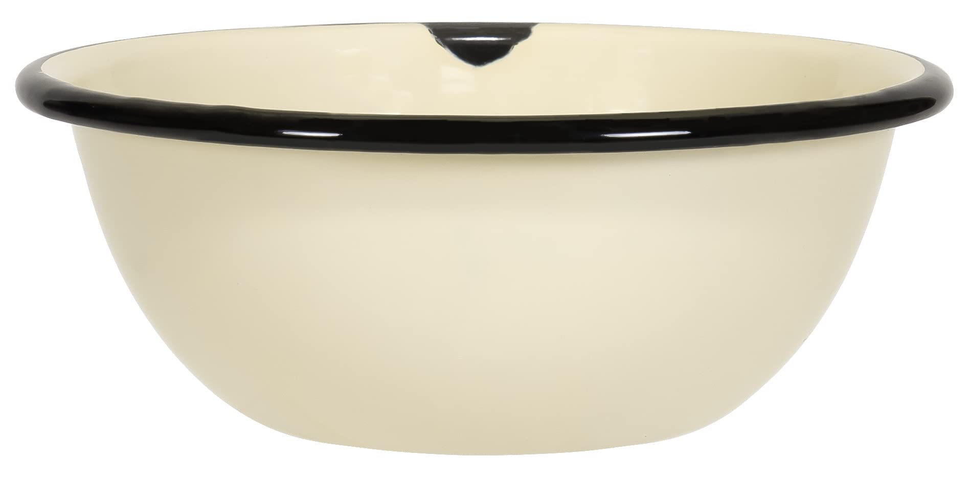Red Co. Set of 4 Enamelware Metal Classic 20 oz Round Cereal Bowl, Distressed Cream/Black Rim