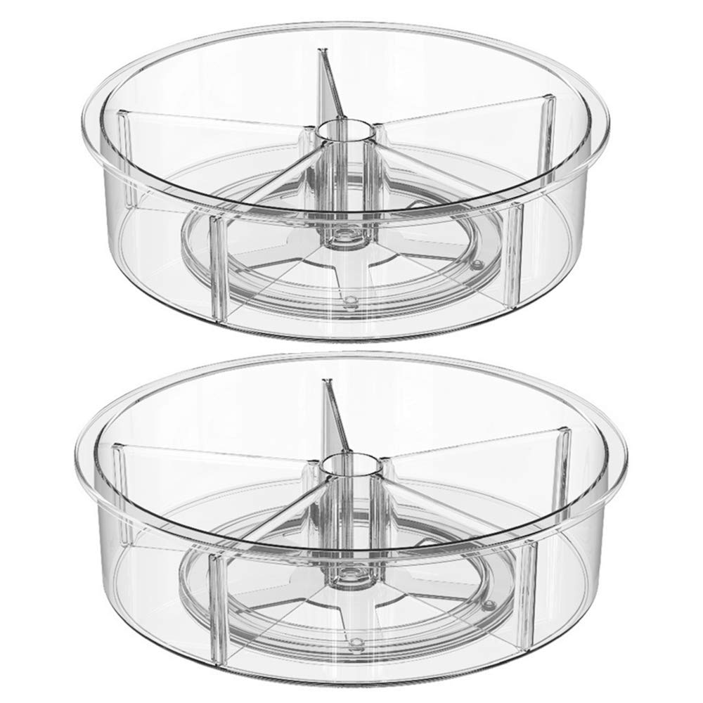 SANNO Lazy Susan Turntable Organizer Cabinet Organizer 12" Divided Lazy Susan Turntable Storage Container for Kitchen Cabinet