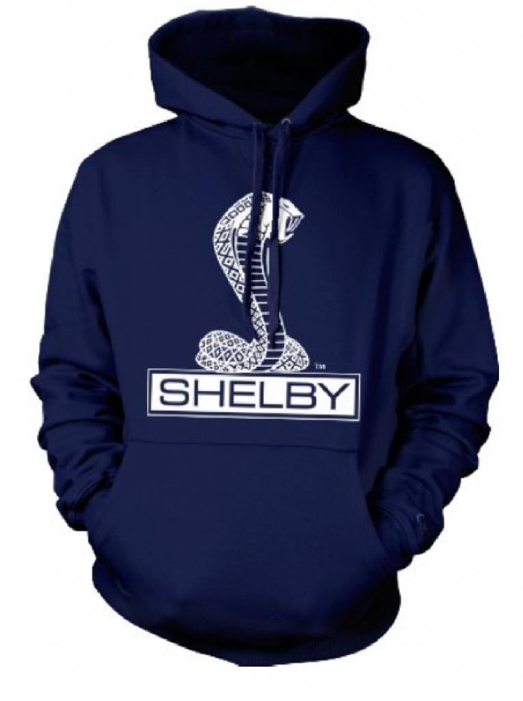 Lucky Ride Shelby Cobra Square Ford Mustang Hot Rod Sport Car Men's Size Hoodie Sweatshirt, Blue, X-Large