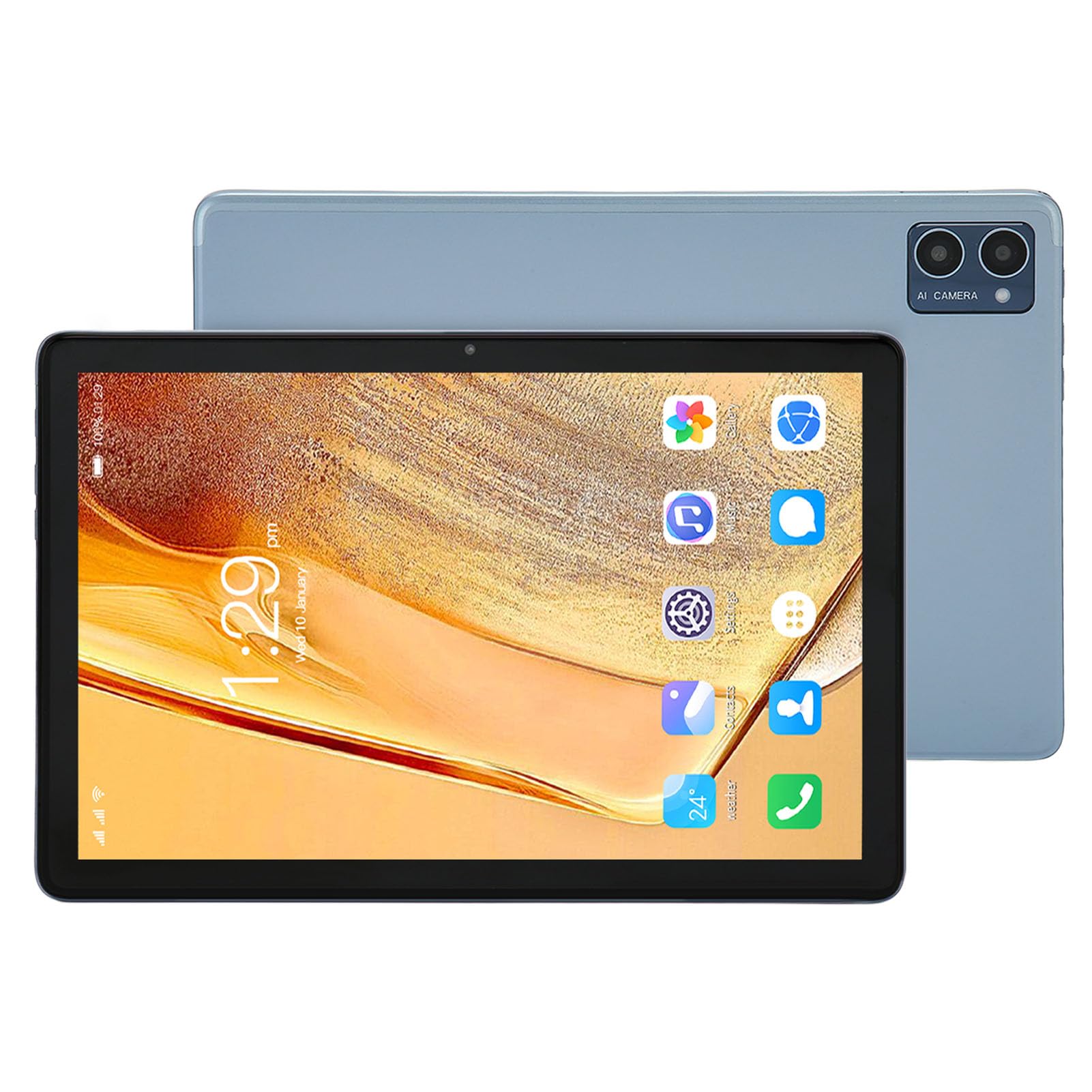 MAVIS LAVEN Gaming Tablet, US Plug 100‑240V 10.1 Inch FHD 12GB RAM 256GB ROM Dual Camera Office Tablet (Light Blue)