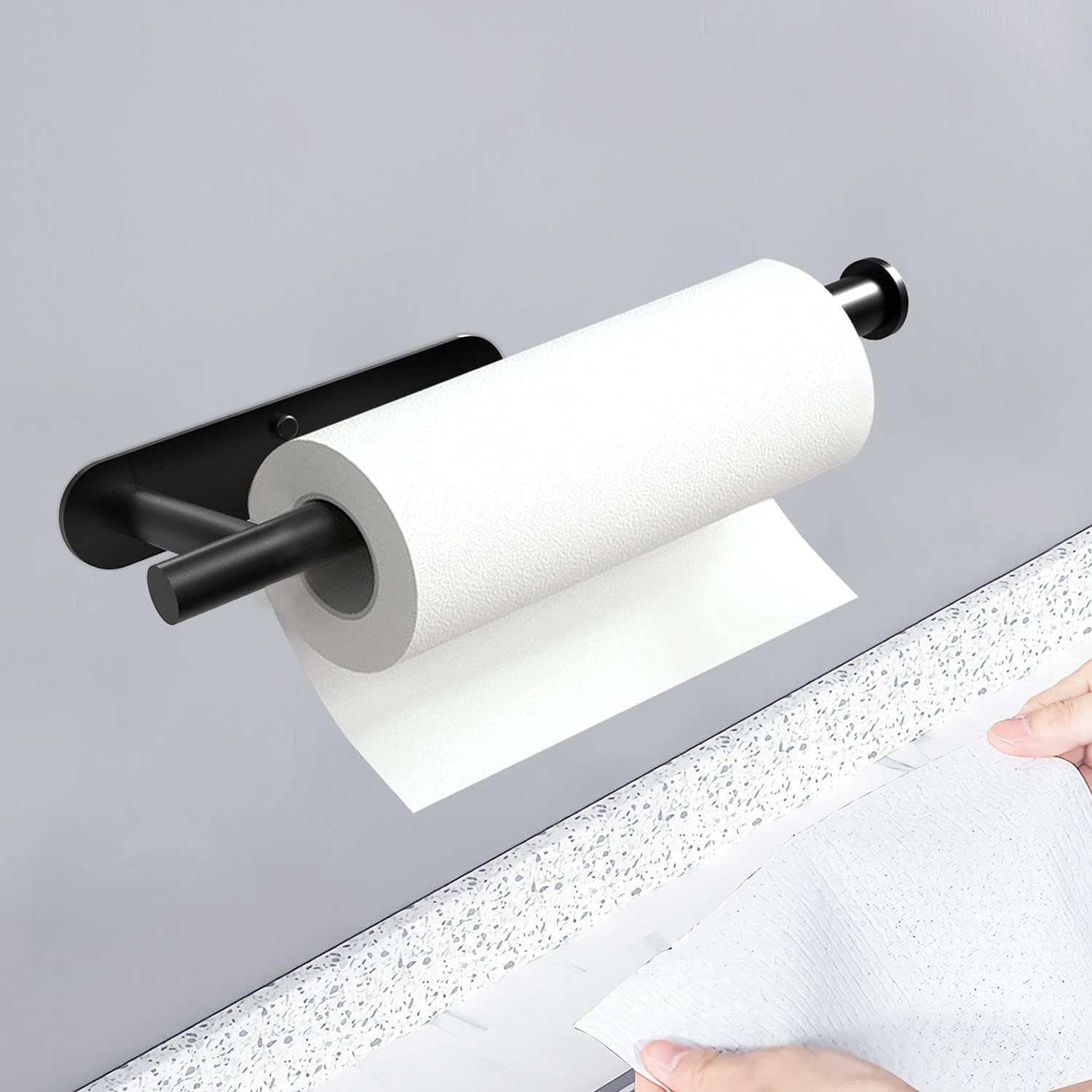 Paper Towel Holder Kitchen Roll Holder, Kitchen Roll Organize, Paper Towel Roll Holder for Kitchen Bathroom, Paper Towel Holder Under Cabinet (Silver)