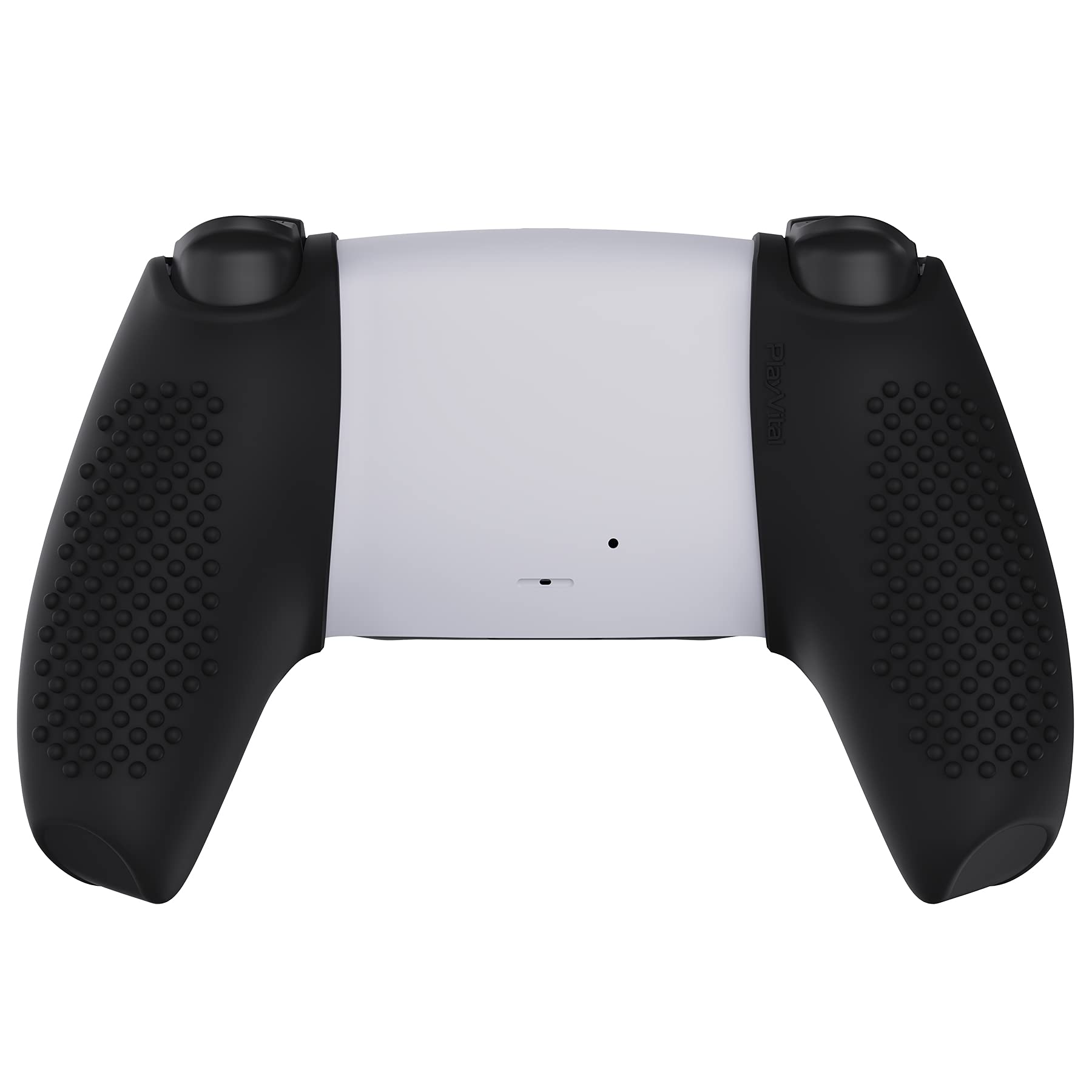 PlayVital 3D Studded Edition Ergonomic Soft Controller Silicone Case Grips for ps5 Compatible with Charging Station Rubber Protector Skins with 6 Thumbstick Caps for ps5 Controller β Black