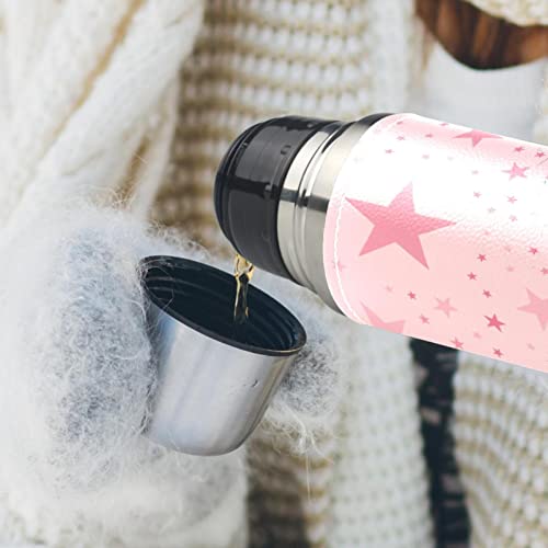 Stars Pink Stainless Steel Water Bottle Leak-Proof, Double Walled Vacuum Insulated Flask Thermos Cup Travel Mug 17 OZ
