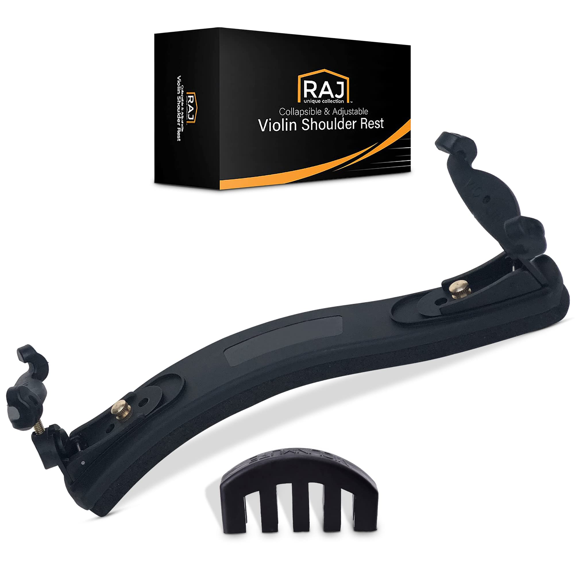 Raj Unique Collection Violin Shoulder Rest - Foam Shoulder Rest for 3/4 and 4/4 Size Violins and Violas - Adjustable Height and High Grip Collapsible Feet - Padded Cradle, Strain and Fatigue Remover