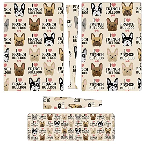 Vintage French Bulldog Full Protective Skin Cover Design Wrap Decal Sticker Compatible with PS5 Digital Edition Console and Controller