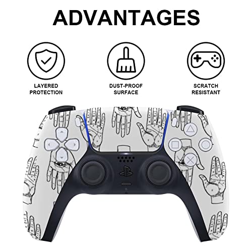 Vintage Hands with All Seeing Eye Full Protective Skin Cover Design Wrap Decal Sticker Compatible with PS5 Digital Edition Console and Controller