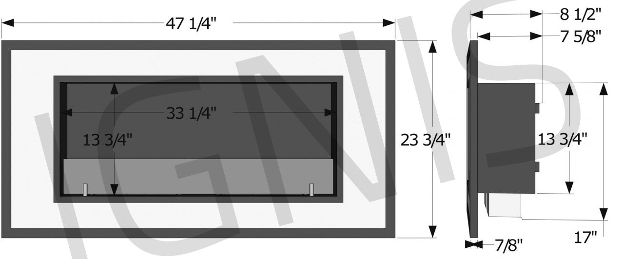 Recessed Wall Ventless Bio Ethanol Fireplace - Bellezza | Ignis