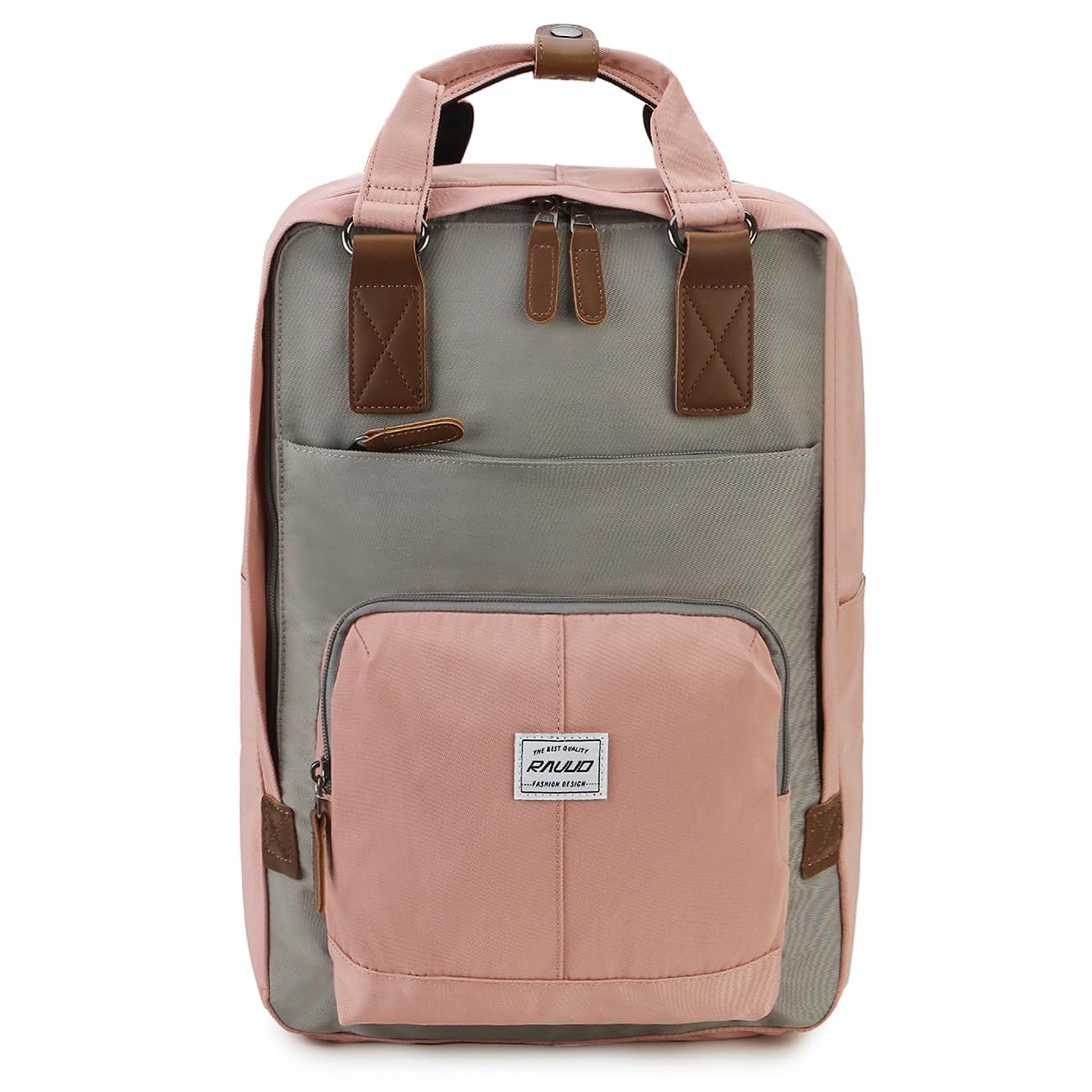RAVUO Backpack for Women, Water Resistant Lightweight Flap Backpack 15.6 Inch Computer Back Pack Travel Bookbag for College Work Business Pink