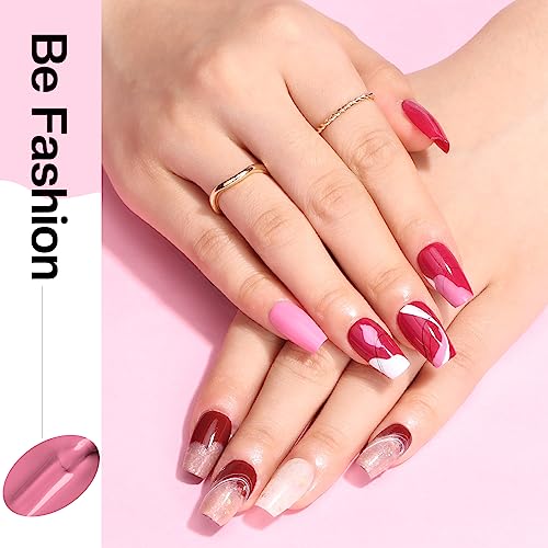 Morovan 15-Color Pink Air Dry Nude Nail Set - 0.25oz Non Gel Fingernail Polish Kit Gift Set for Women