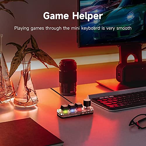 WEST POINT SNAIL Mini Mechanical Keyboard, 3 Key RGB Custom Keypad with Smart Knob Hot-swap Switch for Macro Programming Gaming (Color : B, Size : Blue Switch)