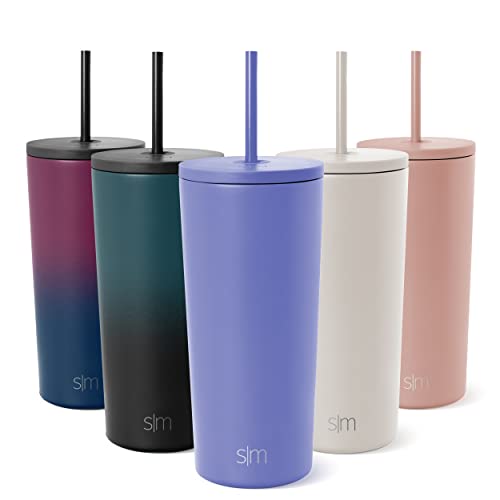 Simple Modern Insulated Tumbler with Lid and Straw | Iced Coffee Cup Reusable Stainless Steel Water Bottle Travel Mug | Gifts for Women Men Her Him | Classic Collection | 20oz | Very Peri