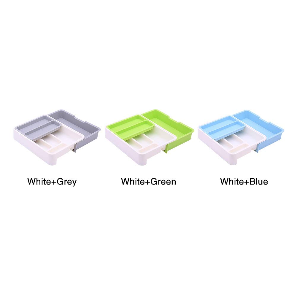 N/A Kitchen Drawer Organizer Plastic Storage Drawer Cutlery Tray for Drawers Divider Durable Utensil Multi Partition Safe Easy Clean (Color : Blue)