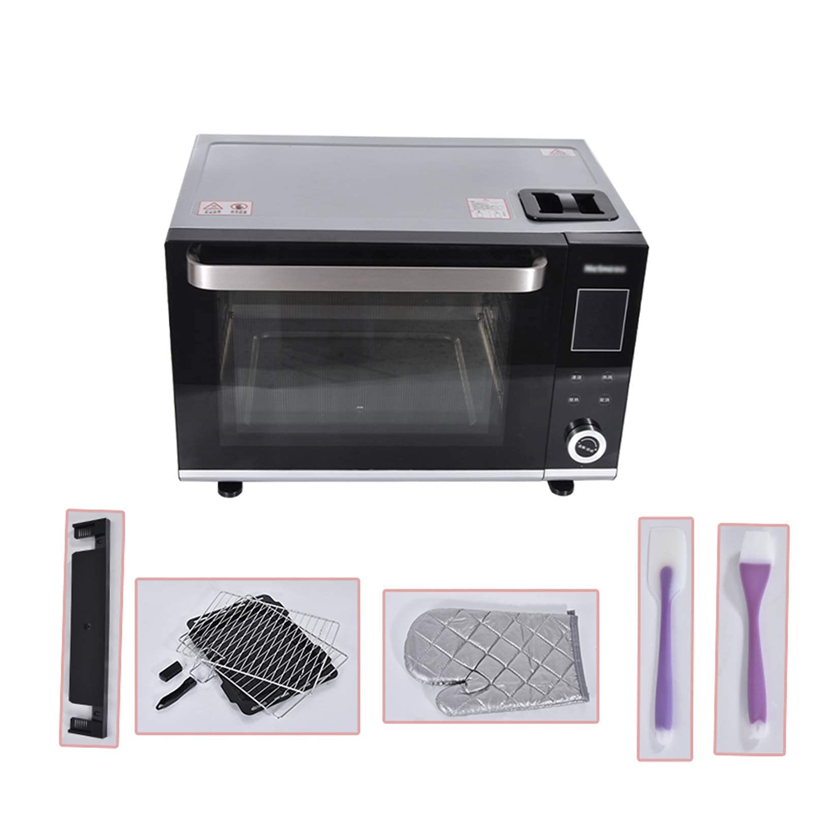 Microwave Oven in Silver Tact Premium Convection Halogen Oven Cooker Built in Electric Single Oven Stainless Steel Ideal for Roasting,Baking