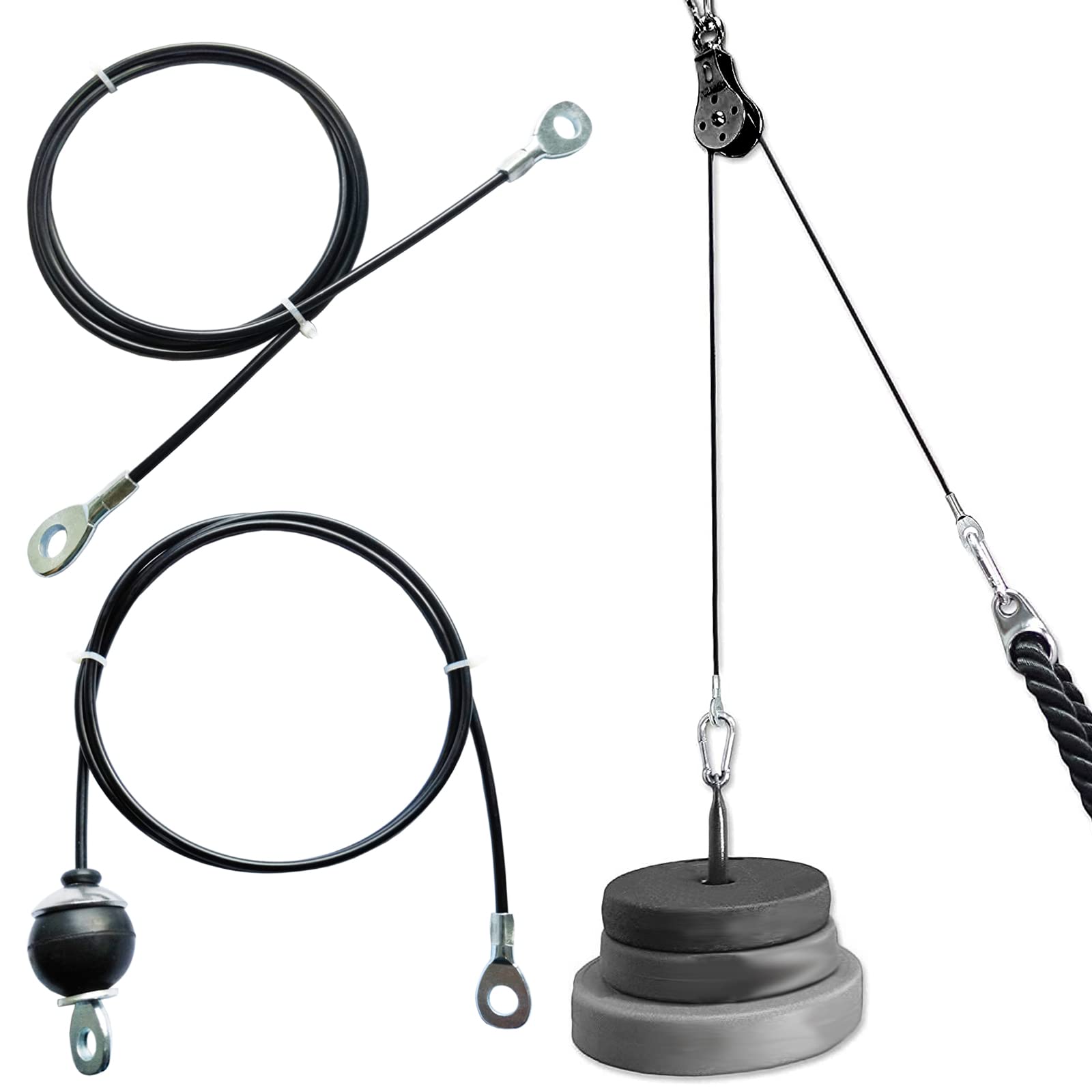 Mi Metty Fitness Pulley Cable,Adjustable Home Gym Cable Pulley System Replacement Fitness Cable for Pulley Machine Accessories,Thick 5mm Heavy Duty Pulley Cable for Home Gym (59", B-Cable +Ball)
