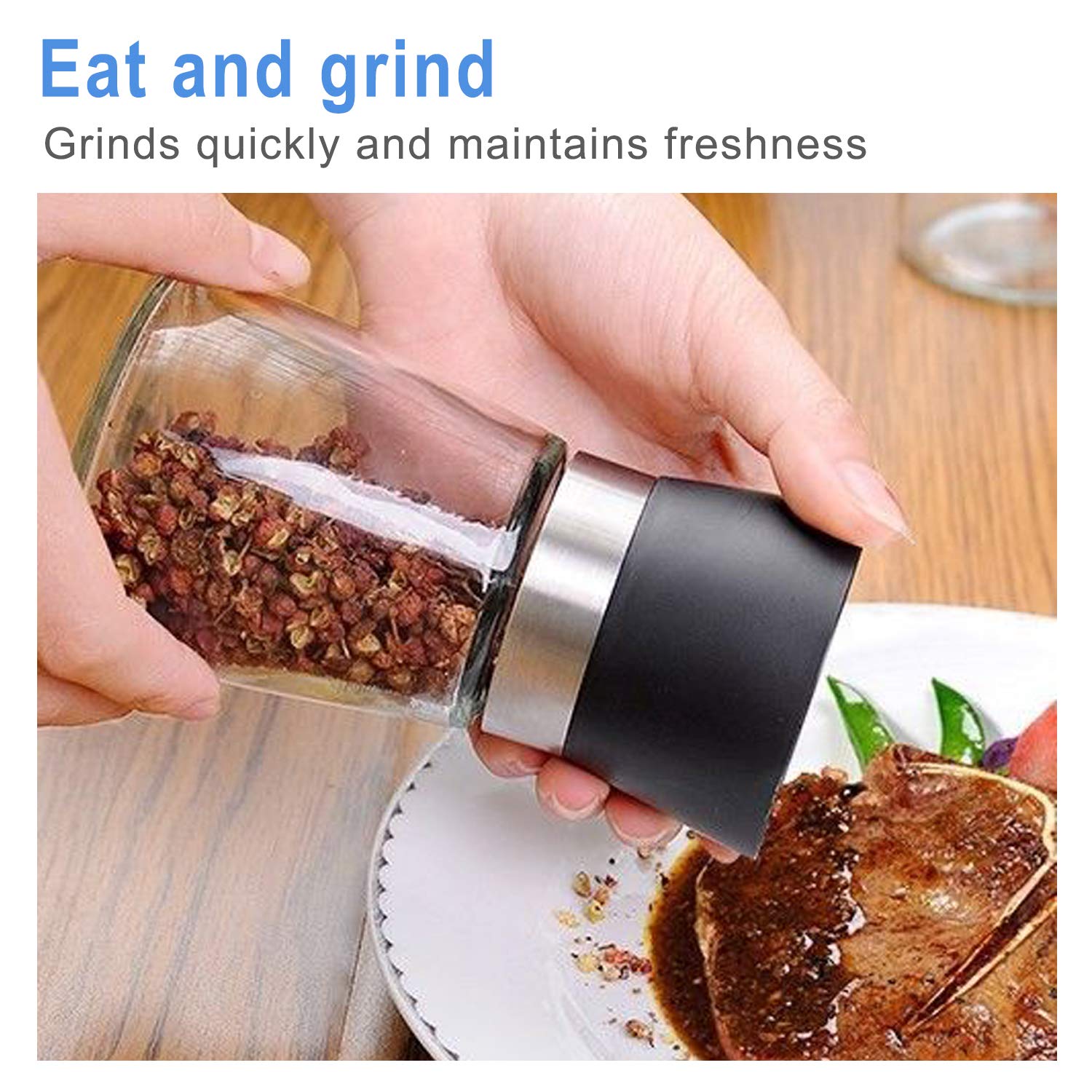 TINGFENG Epare Salt or Pepper Grinder, Best Spice Mill One Handed Pepper Grinder, Mini Unicorn Pepper Grinder( 1P) (Black)