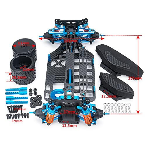 VLIZO Metal &Carbon Fiber &Plastic Wheel Rims Shock Absorbers Frame Compatible with Tamiya TT01 1/10 RC Remote Control Drift Car Parts