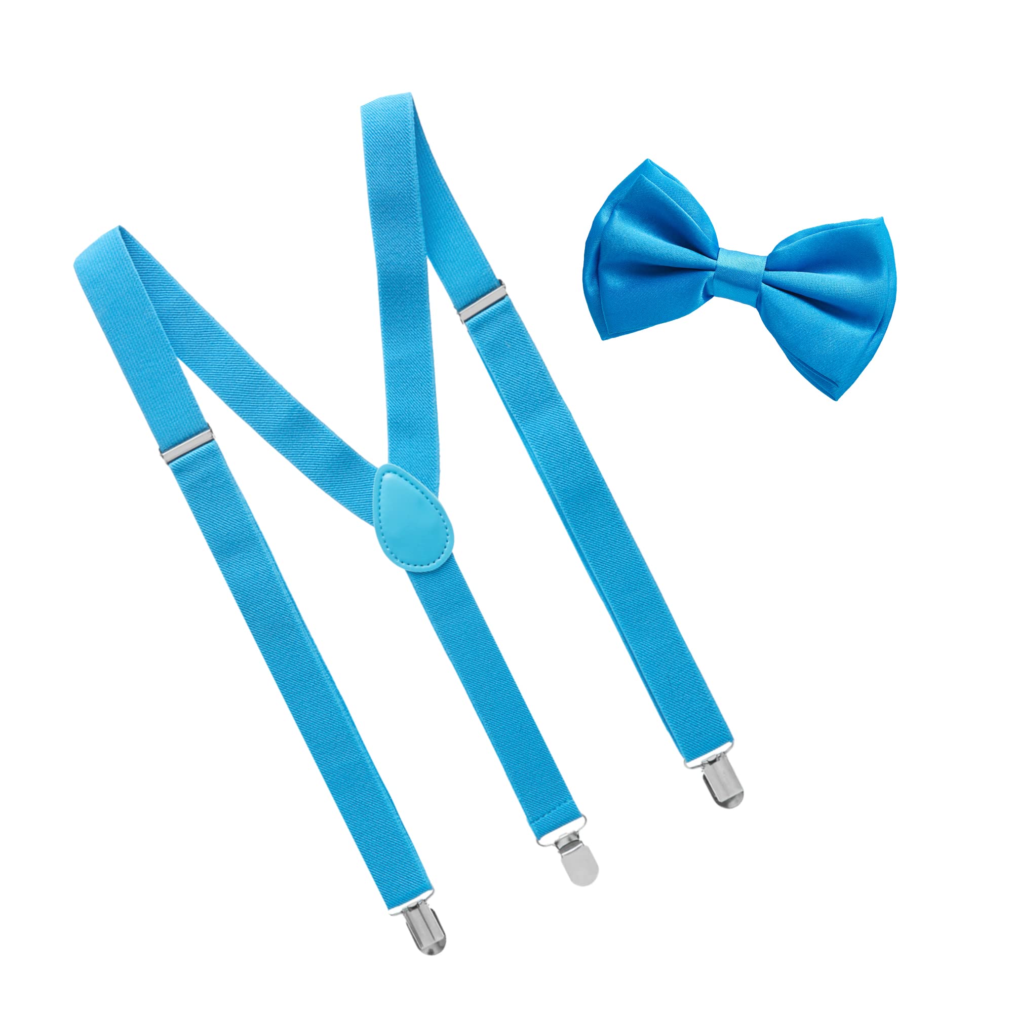Man of Men - Bowtie & Suspender Set - Patterned Colors (Black & Blue Checkered)