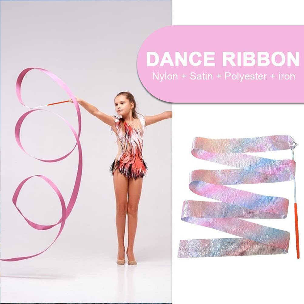 WBTY Ribbon, 2M/4M Long Rhythmic Gymnastics Ribbons, Dance Ribbon Streamer for Kids, Fits Dancer, Play, Baton Twirling, Gymnastics Party Gift(4M)