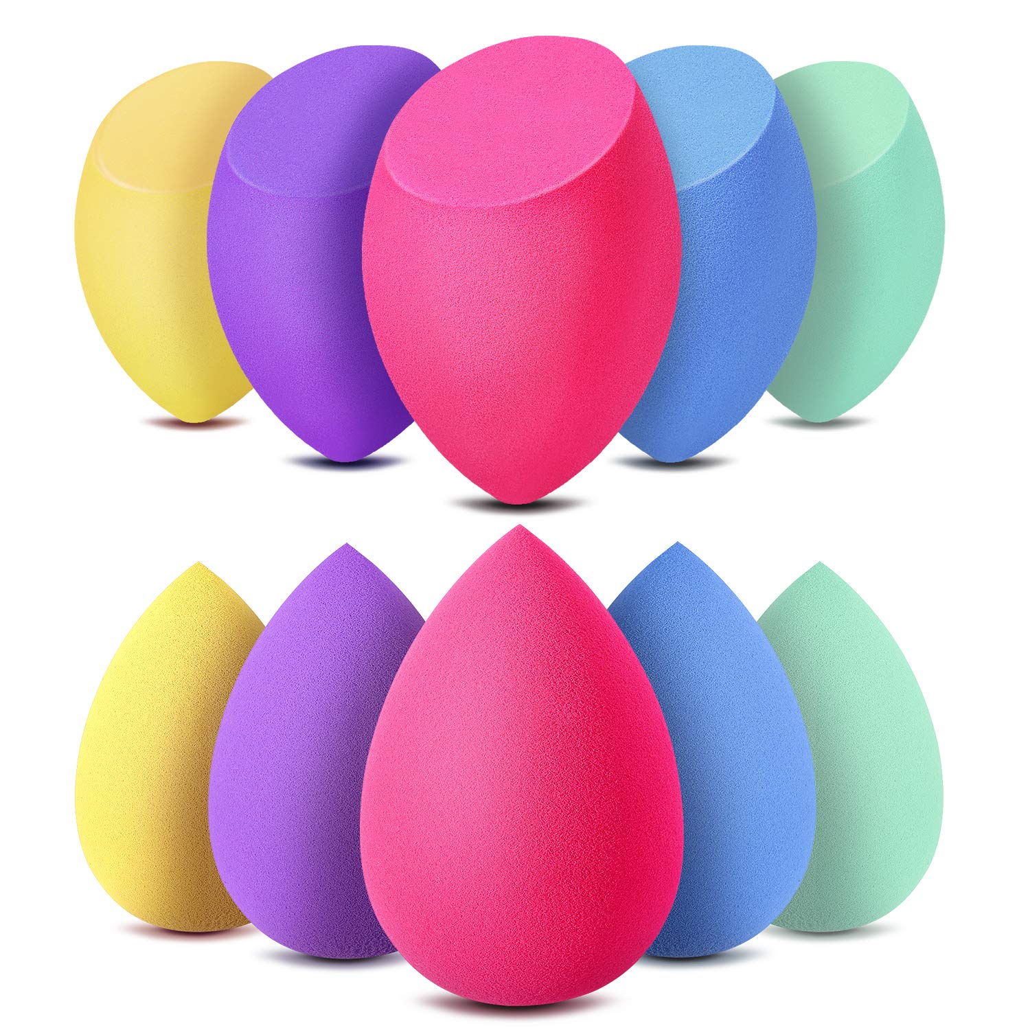Makeup Sponges, Larbois 10-Pack Blender Beauty Foundation Blending Sponge, Professional Beauty Makeup Set for Dry & Wet Use (Multicolored)