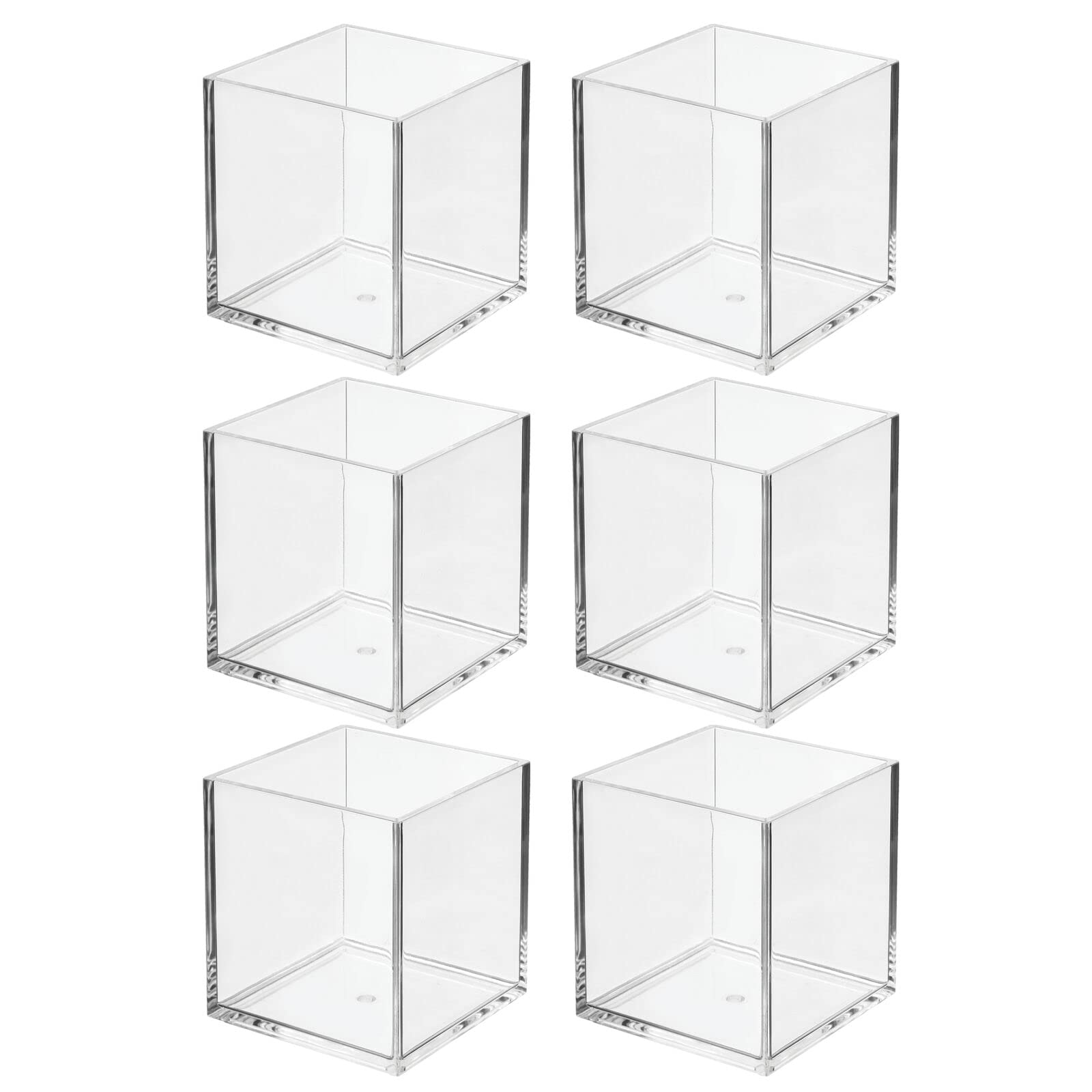 mDesign Small Home Office Storage Organizer Container Bin for Cabinet, Drawers, Desk, Workspace - Holds Pens, Pencils, Highlighters, Notebooks - Prism Collection - 3 Pack, Clear