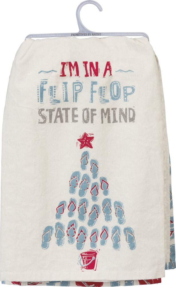Primitives by Kathy Beach Holiday Dish Towel, Flip Flop State of Mind 28 inches length x 28 inches width square