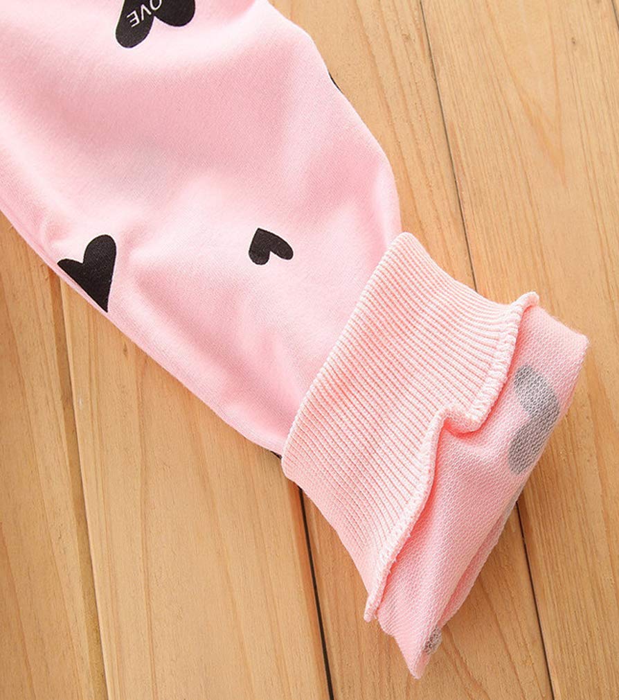 MIEKISA Little Girls Long Sleeve Top and Leggings Clothing sets (Pink, 120)