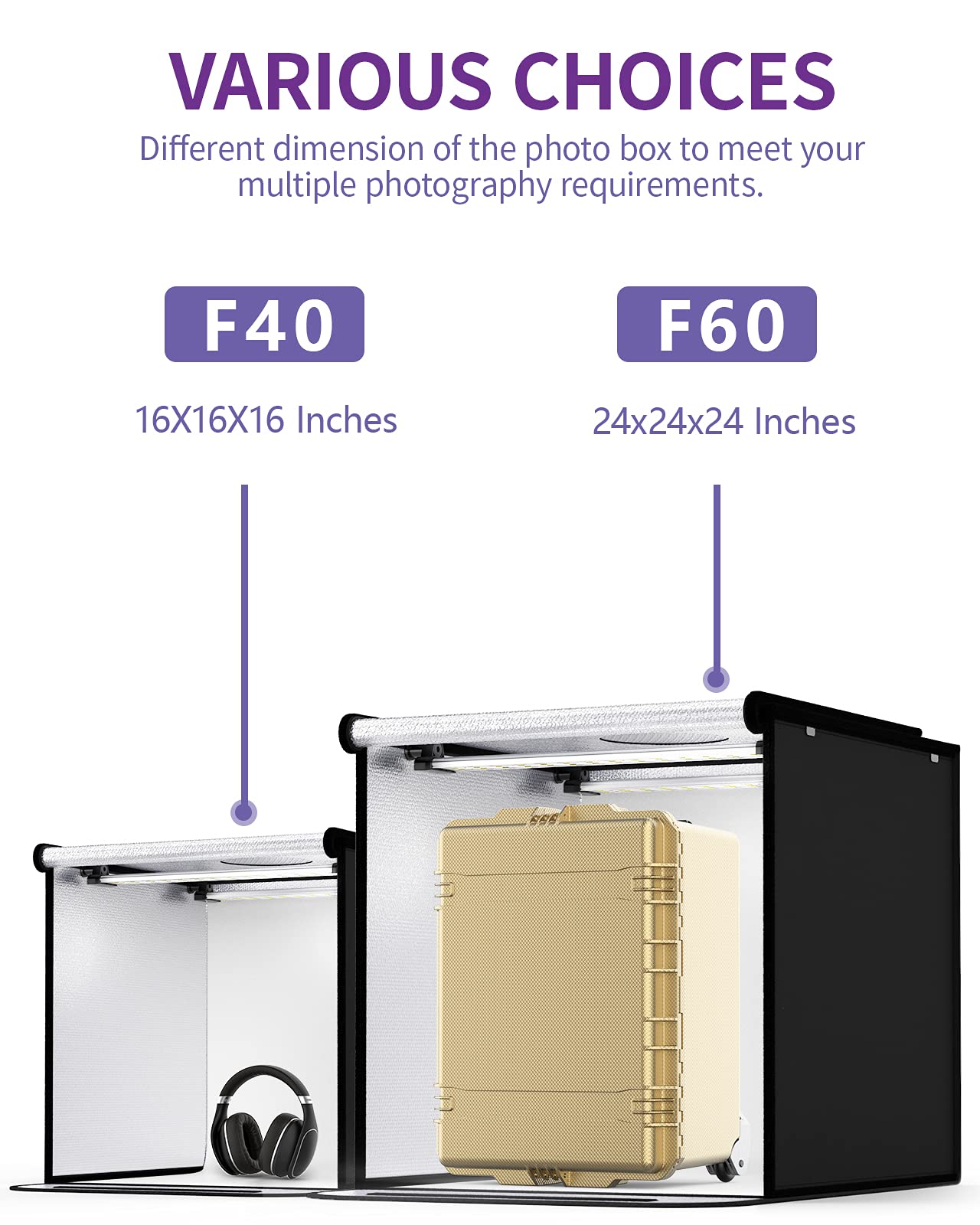 Photo Light Box 8 PCS Backdrops, SAMTIAN 24"/60cm Professional Studio Box Folded Shooting Tent 126 LED Lights with Continuous Lighting Portable Booth Table Top Photography Lighting Kit