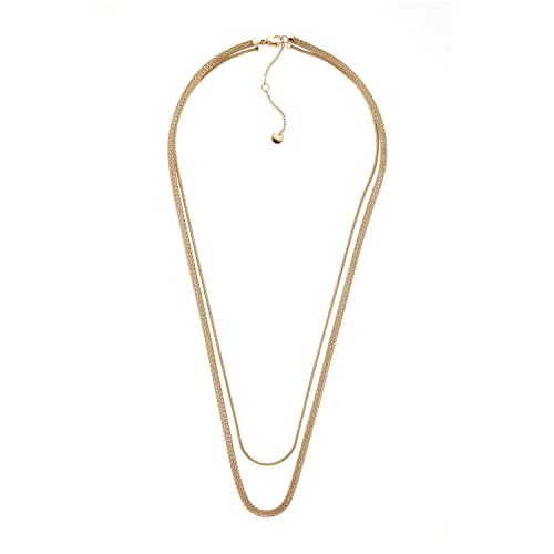 Skagen Women's Kariana Gold Tone Pendant Necklace With Crystal Accents, Gold Layered Chain