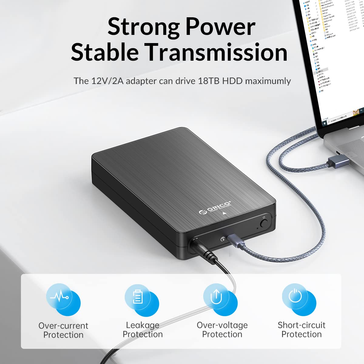 ORICO Hard Drive Enclosure 2.5'' Type C USB 3.1 Gen 1 to SATA 6Gbps External HDD Enclosure for SATA III SSD HDD 9.5/7mm External Hard Drive Case Compatible with PC, Laptop, TV, PS4, Xbox