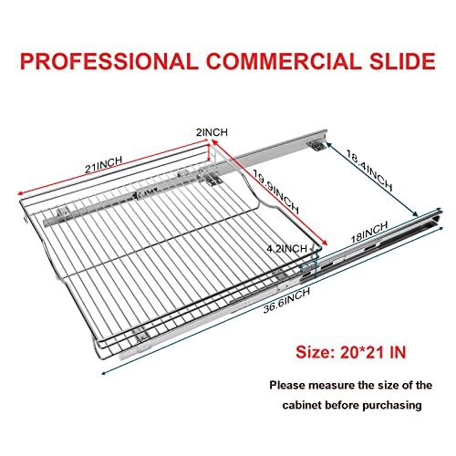SITE Pull Out Cabinet Organizer 20" W x 21" D Heavy Duty Under Kitchen Cabinet Sliding Shelf, Requires At Least 22β Cabinet Opening, Chrome Finish