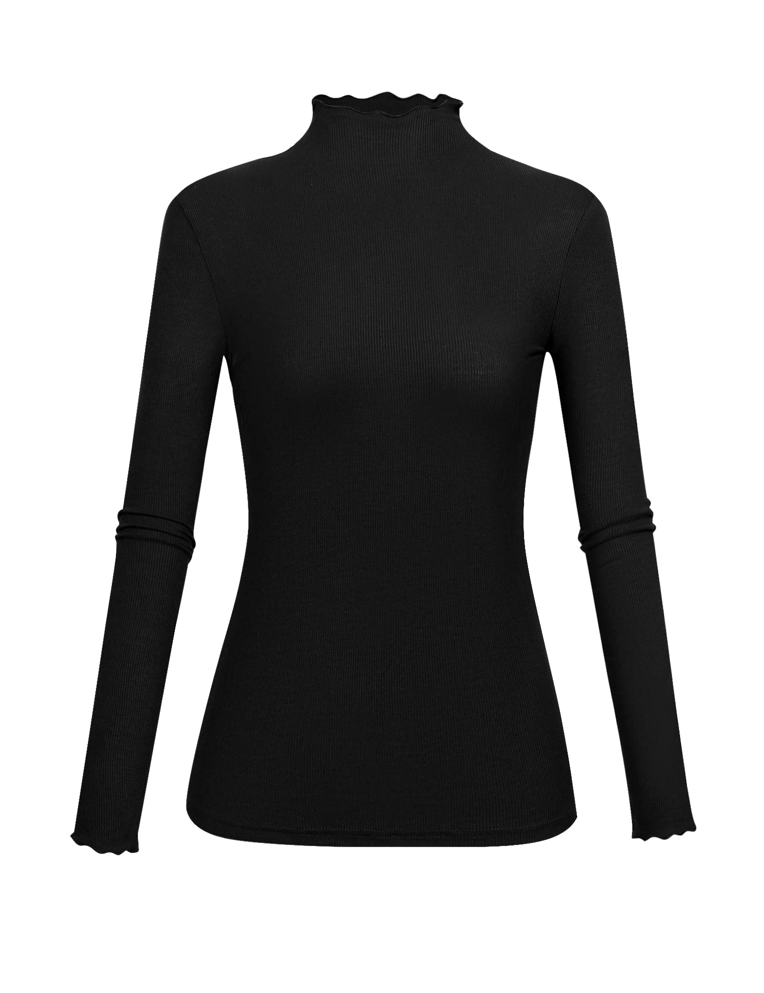 Plus Size Tops for Women Aesthetic Clothes Long Sleeve Black Turtleneck Pullover X-Large