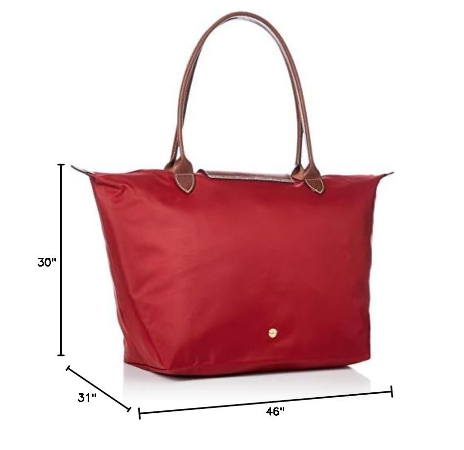 Longchamp 1899 089 Preage Tote Bag, Shopping Bag, Nylon/Leather, Compatible with B4 Size, Can Store a PC, Rouge [Parallel Import]
