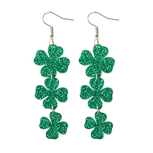 St. Patrick's Day Earrings for Women Shamrock Acrylic Dangle Earrings Green Drop Earrings Good Luck Jewelry Gift