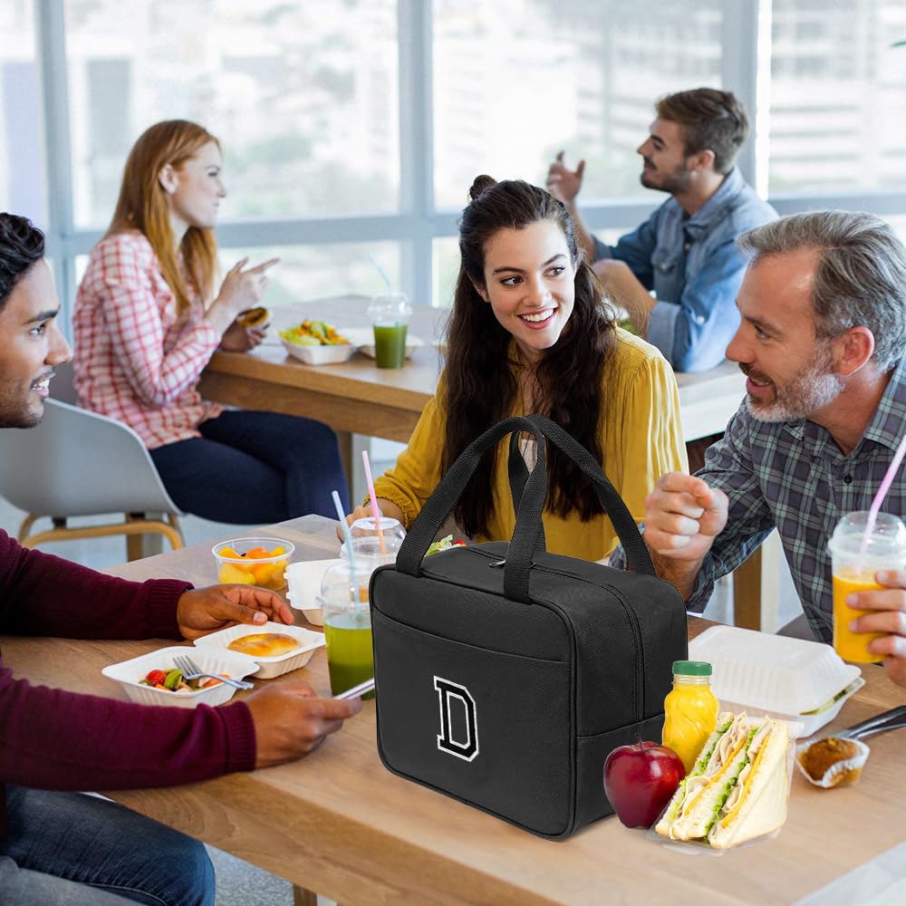 Lunch Bag Women Men, Lunch Box for Work, Insulated Reusable Lunchbox, Personalized Lunch Tote Bag for Work, Office, Picnic, Beach (Black,A)