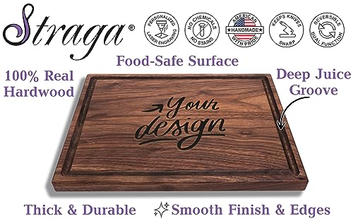 Straga Personalized Cutting Boards | Handmade Wood Engraved Charcuterie | Custom Wedding, Anniversary, Housewarming Gift for Couples Monogram Designs