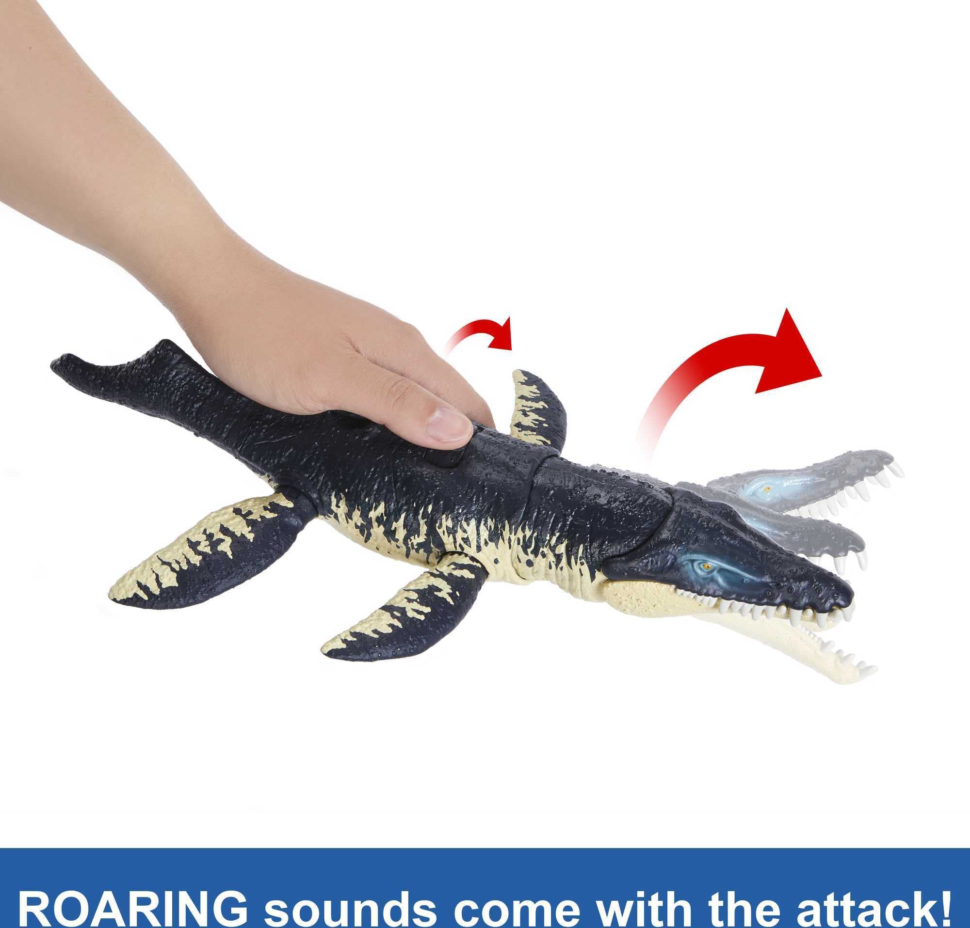 Mattel Jurassic World Dominion Wild Roar Kronosaurus Dinosaur Action Figure Toy with Sound & Attack Action, Plus Downloadable App & AR