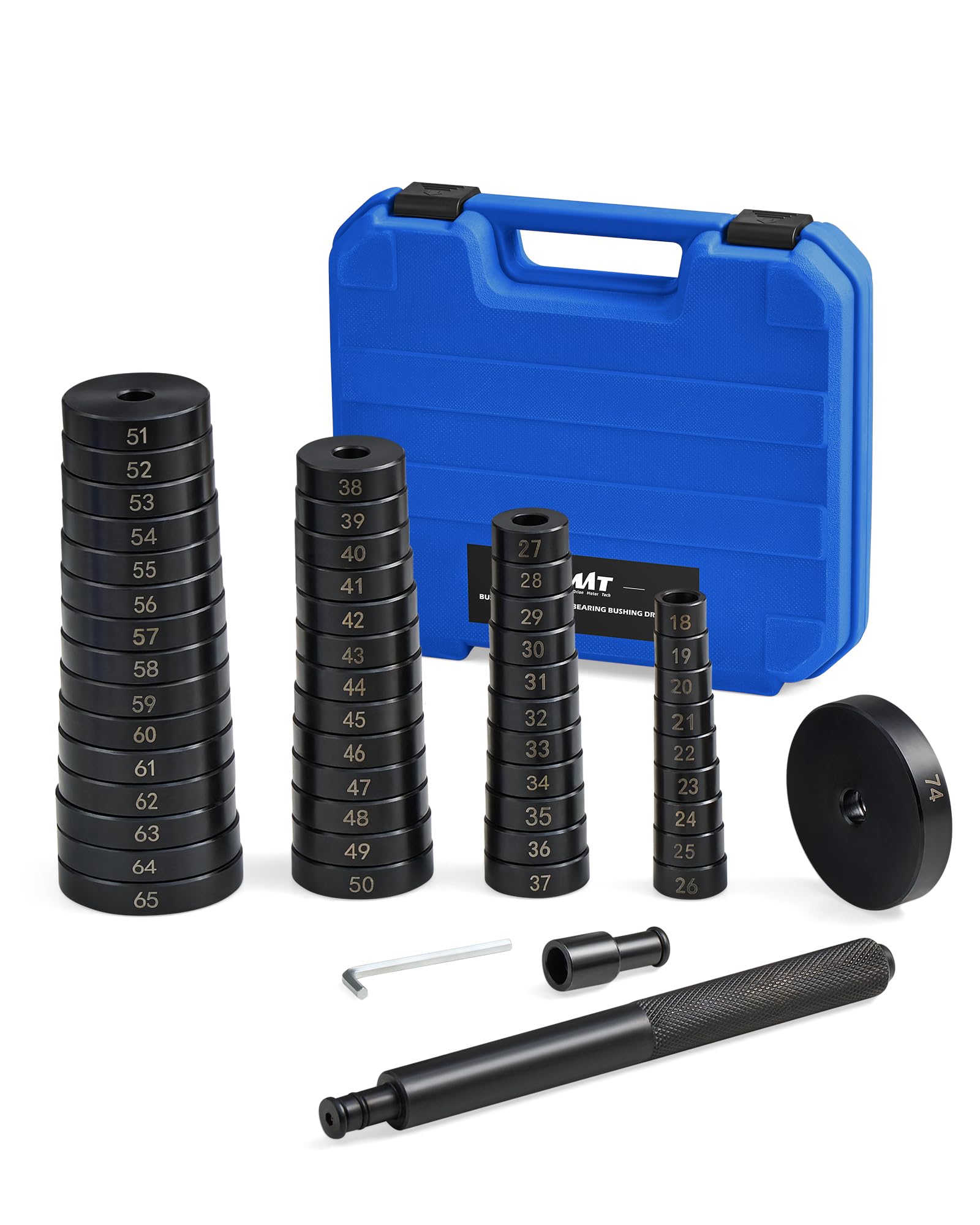 Orion Motor Tech 52-in-1 Custom Bushing Driver Tool Set and Transmission Wheel Axle Bearing Race Seal Installer Remover, Bush Removal Puller Bearing Press Tool Kit