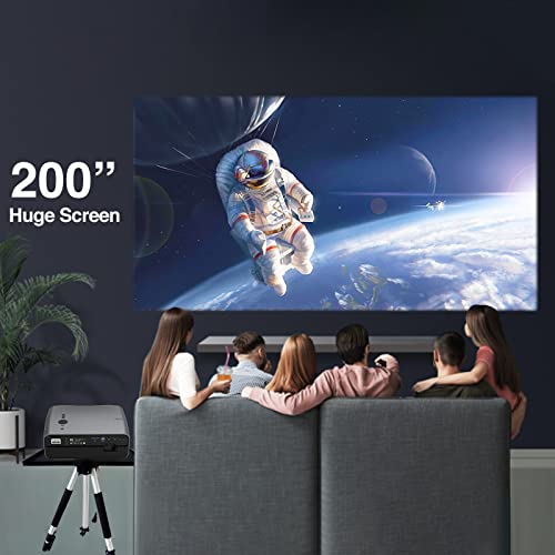 Native 1080P Projector, Indoor Outdoor FHD Projector 8000 Lumen High Bright for Movie Video Games, High Performance Multimedia Projector for Business, Phone DVD PC Supported, Low Noise