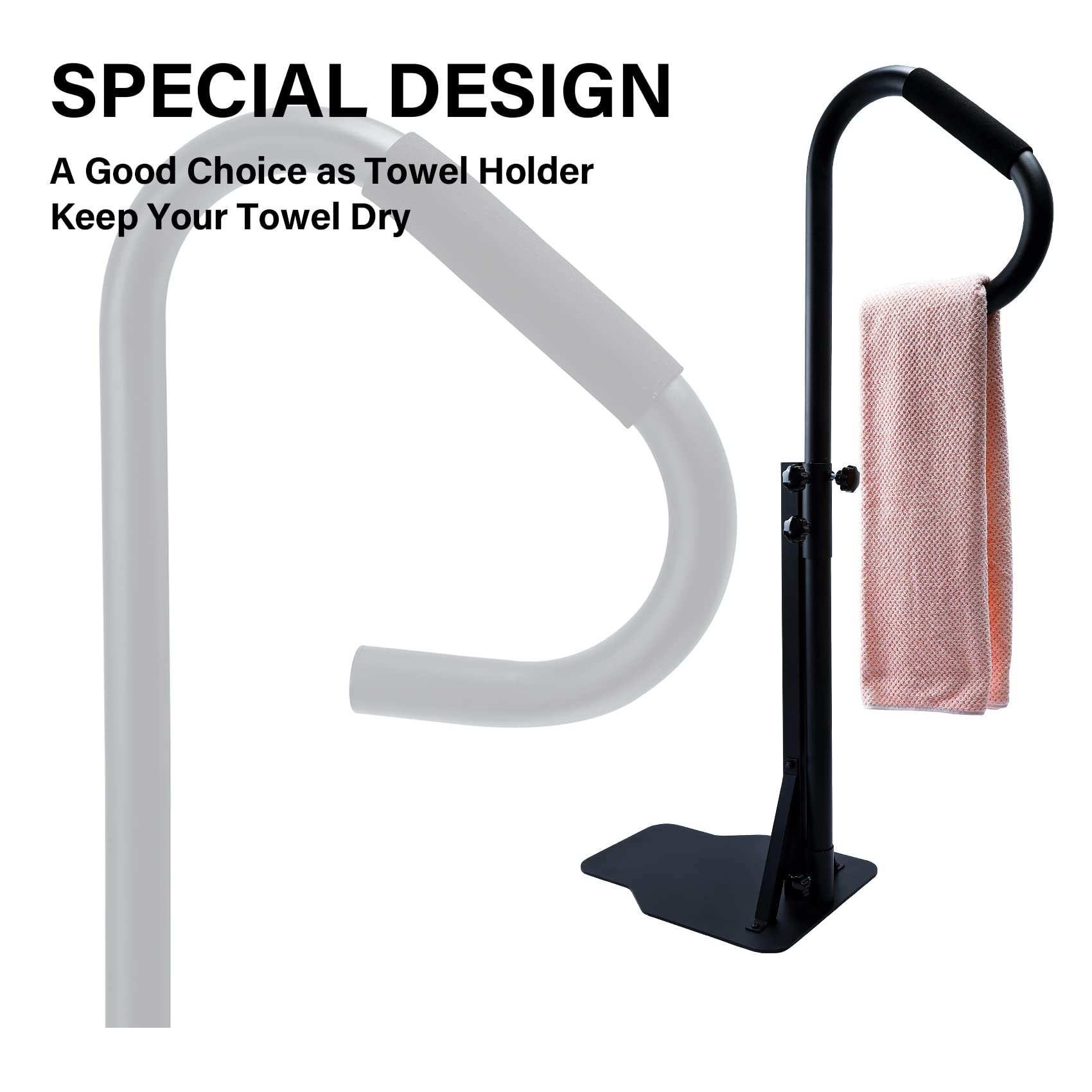 TCFUNDY Hot Tub Handrail, Adjustable 60" Slide Spa Hot Tub Hand Rail, Under Base Spa Step Side Railing 700 LBS Load, Heavy Steel Spa Handrail for Hot Tub with Sponge Rubber Grip, Rotatable Handle