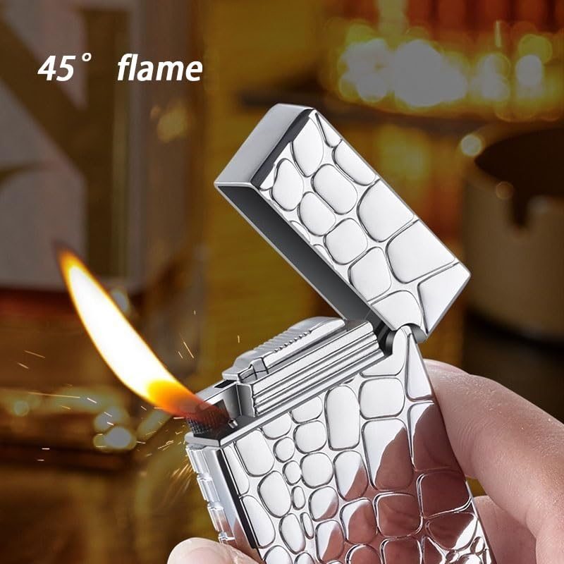 New Butane Lighter, Flip Cap Design, Side Slide Ignition, Reusable, Easy to Carry, Suitable for Boyfriend, Girlfriend, Father's and Daily Necessities. (Color : C3)