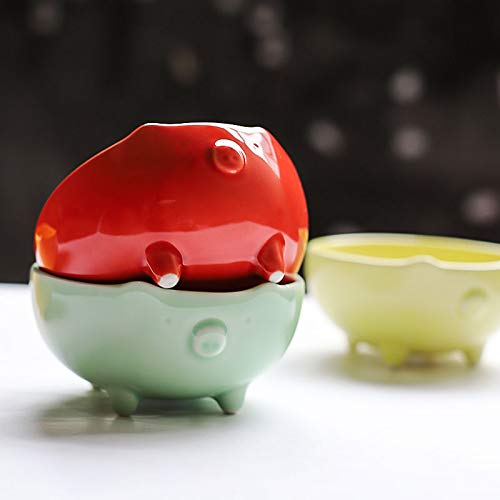 Sizikato 4pcs Cute Pig Shape Ceramic Rice Bowl Fruit Bowl Salad Bowl Snack Bowl for Children. 4 Inches