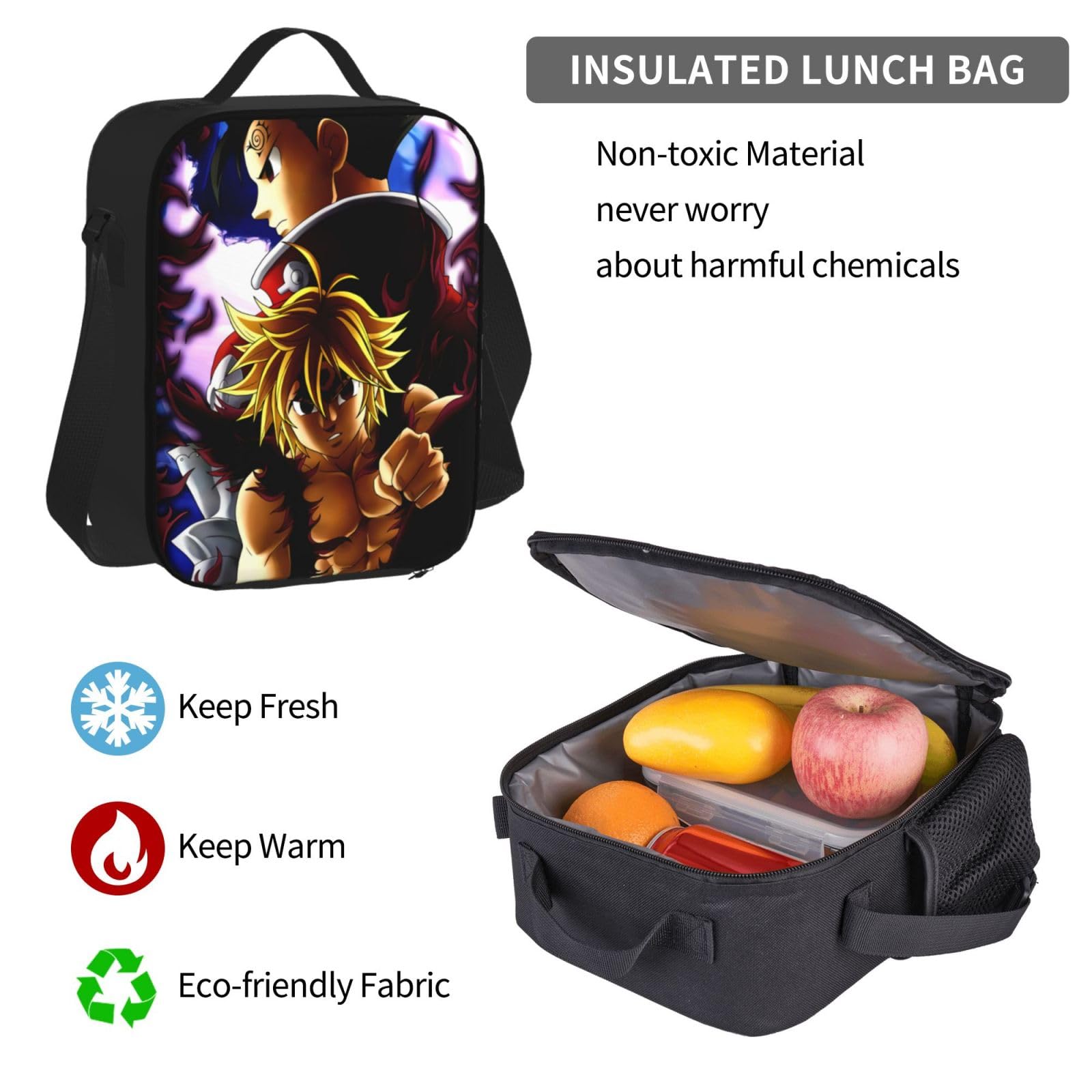 ORPJXIO Backpack 3 Piece Set The Seven Anime Deadly Sins Laptop Backpack Pencil Case Lunch Bag Combination For Travel Work Camping